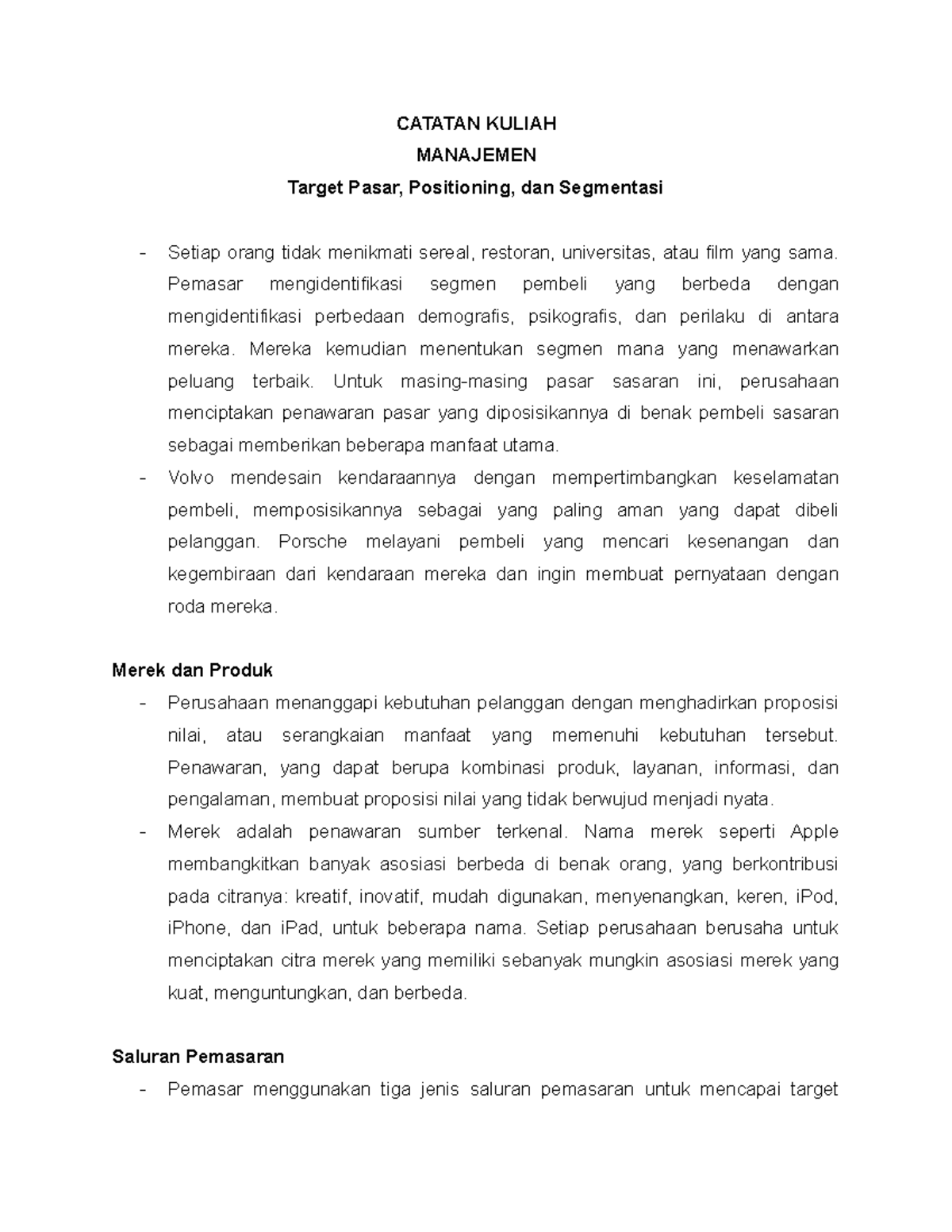 Catatan Kuliah Manajemen Target Pasar, Positioning, dan Segmentasi ...