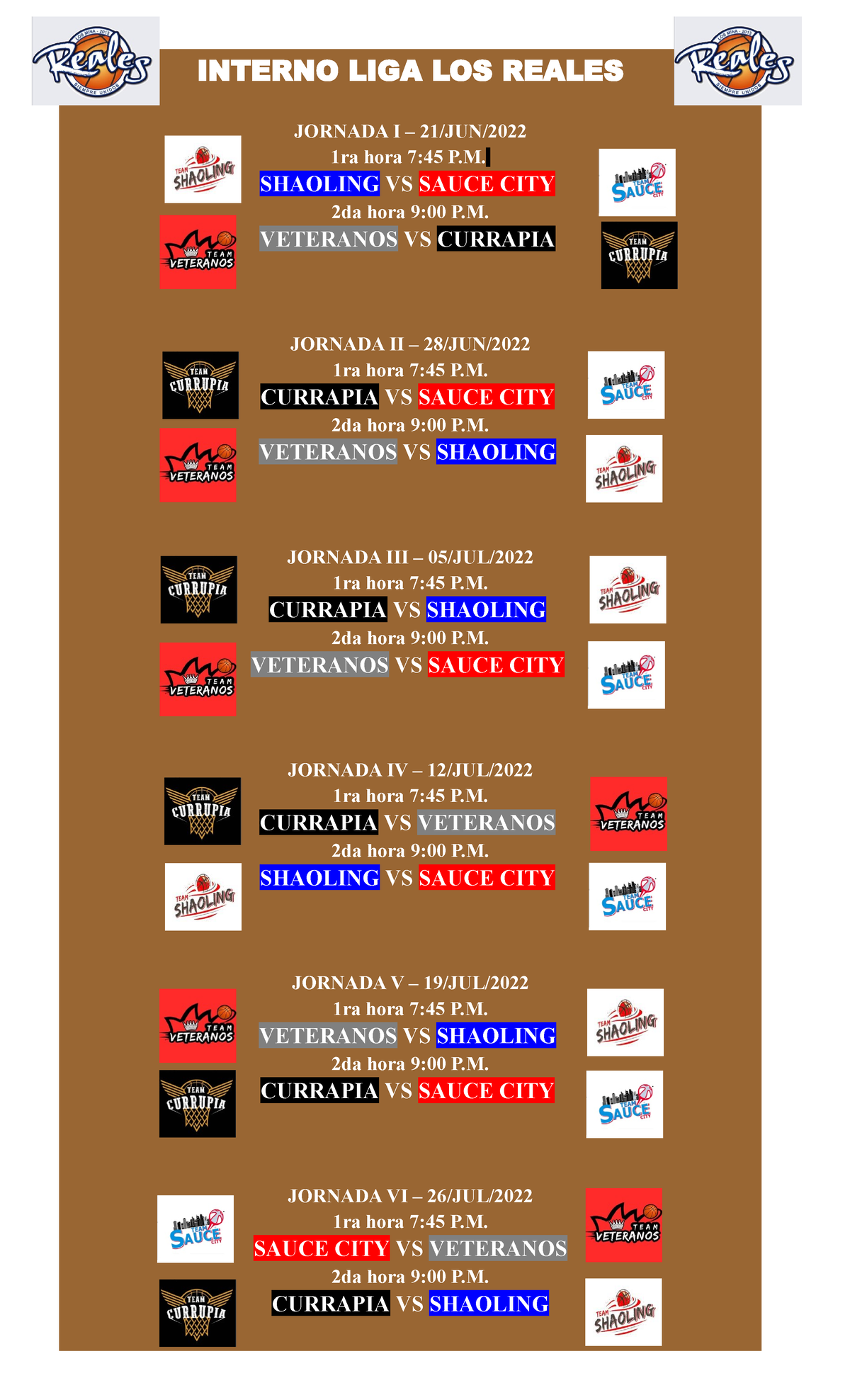 Jornada I - gfhgf - JORNADA I – 21/JUN/ 1ra hora 7:45 P. SHAOLING VS ...