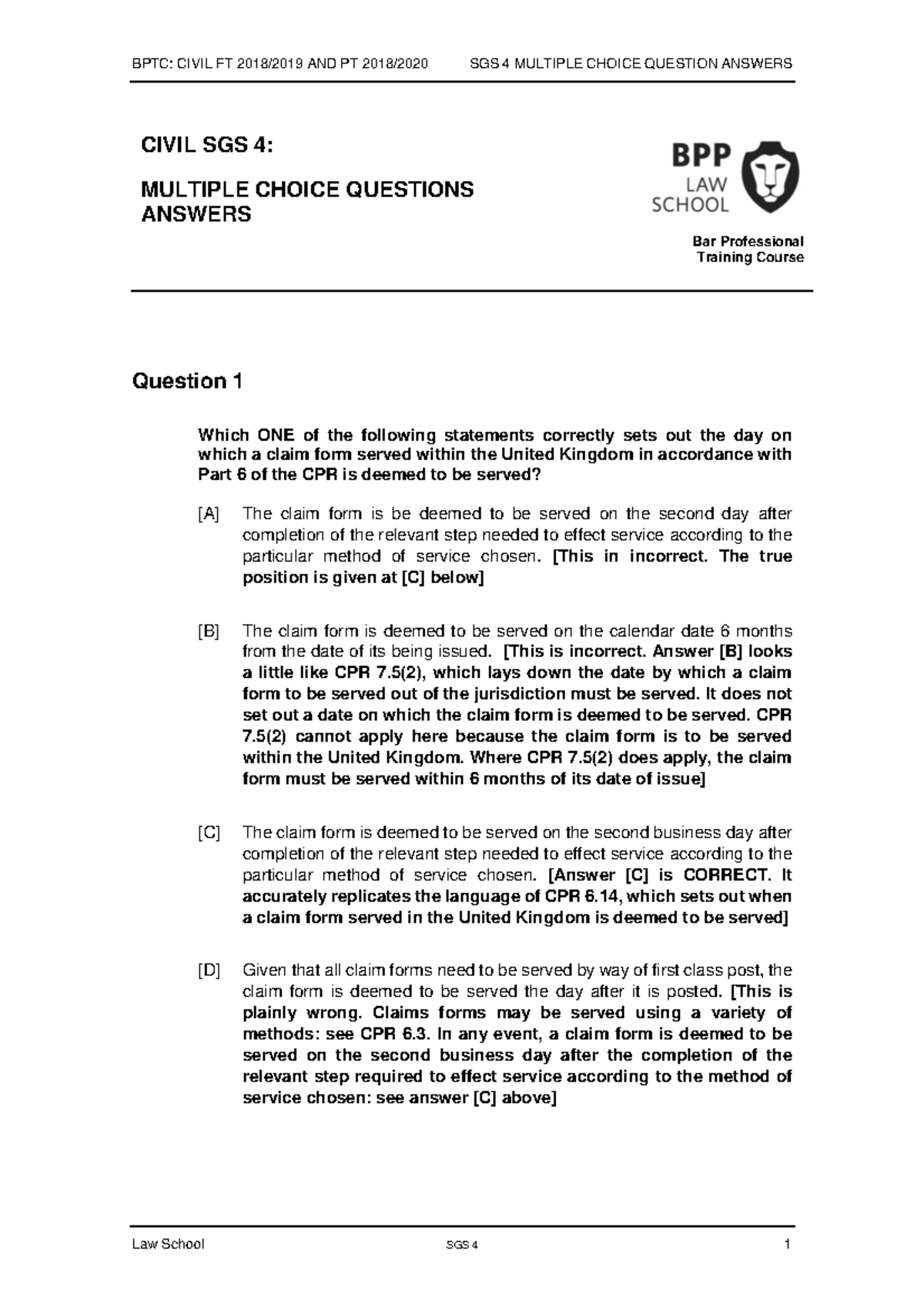 Civ L-SGS 4 MCQ Answers for 2018-19 and 2018-20 - BPTC: CIVIL FT 2018/ ...
