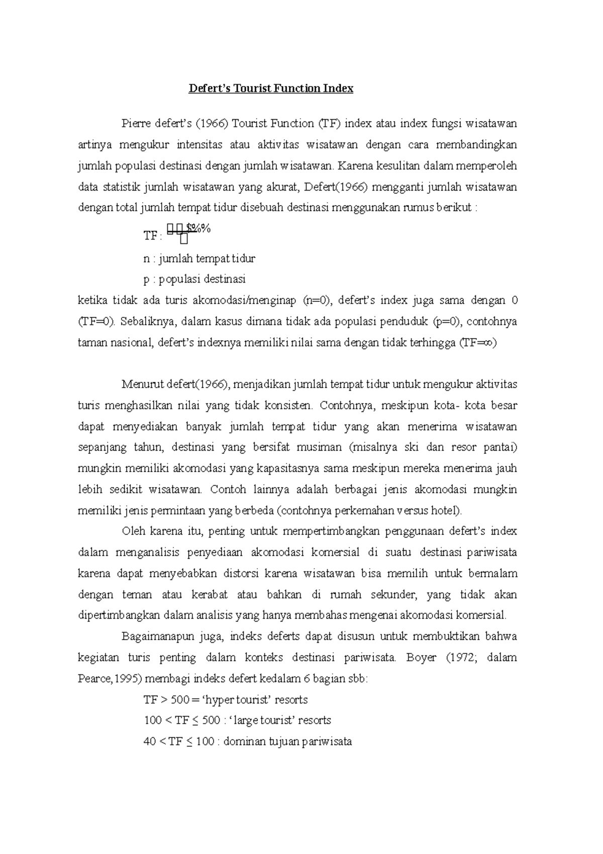 Teori Indeks Fungsi Wisata Deferts - Defert’s Tourist Function Index ...