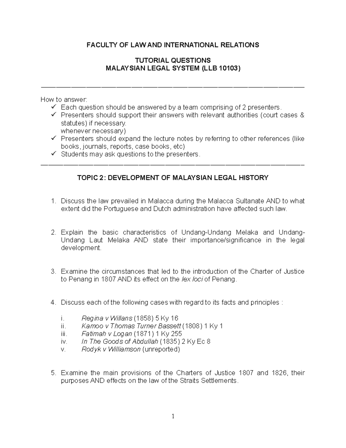 Tutorial 2 - lecture notes - FACULTY OF LAW AND INTERNATIONAL RELATIONS ...