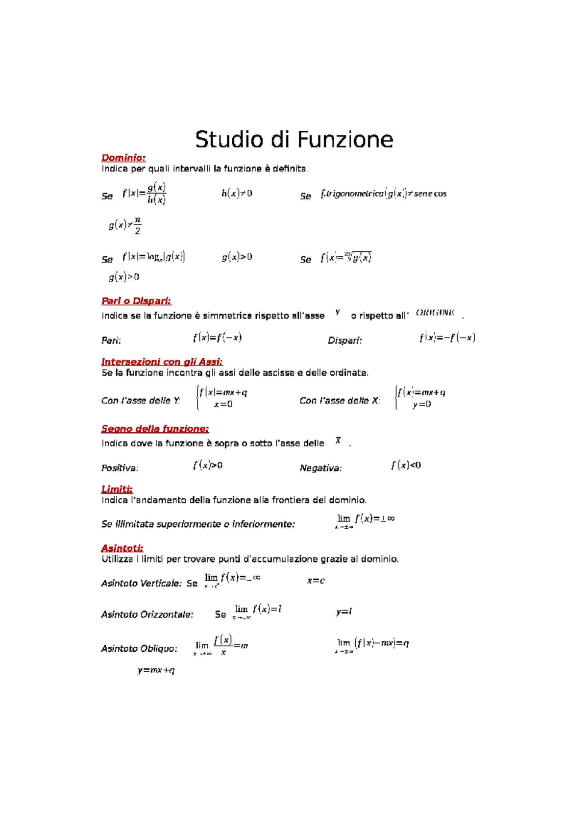 funzioni matematiche - Fisica - Studocu