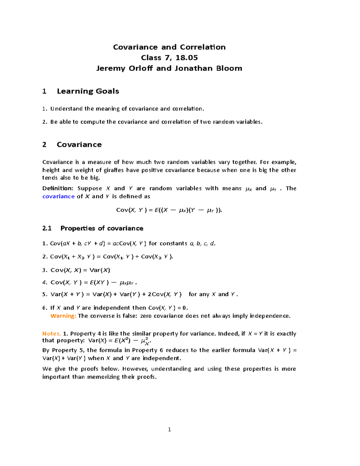 Covariance and Correlation - Covariance and Correlation Class 7, 18 ...