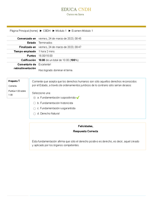 Examen Módulo 3 CNDH Cso Basico - EDUCA CNDH Cursos en línea Página Principal (home) CBDH Módulo ...