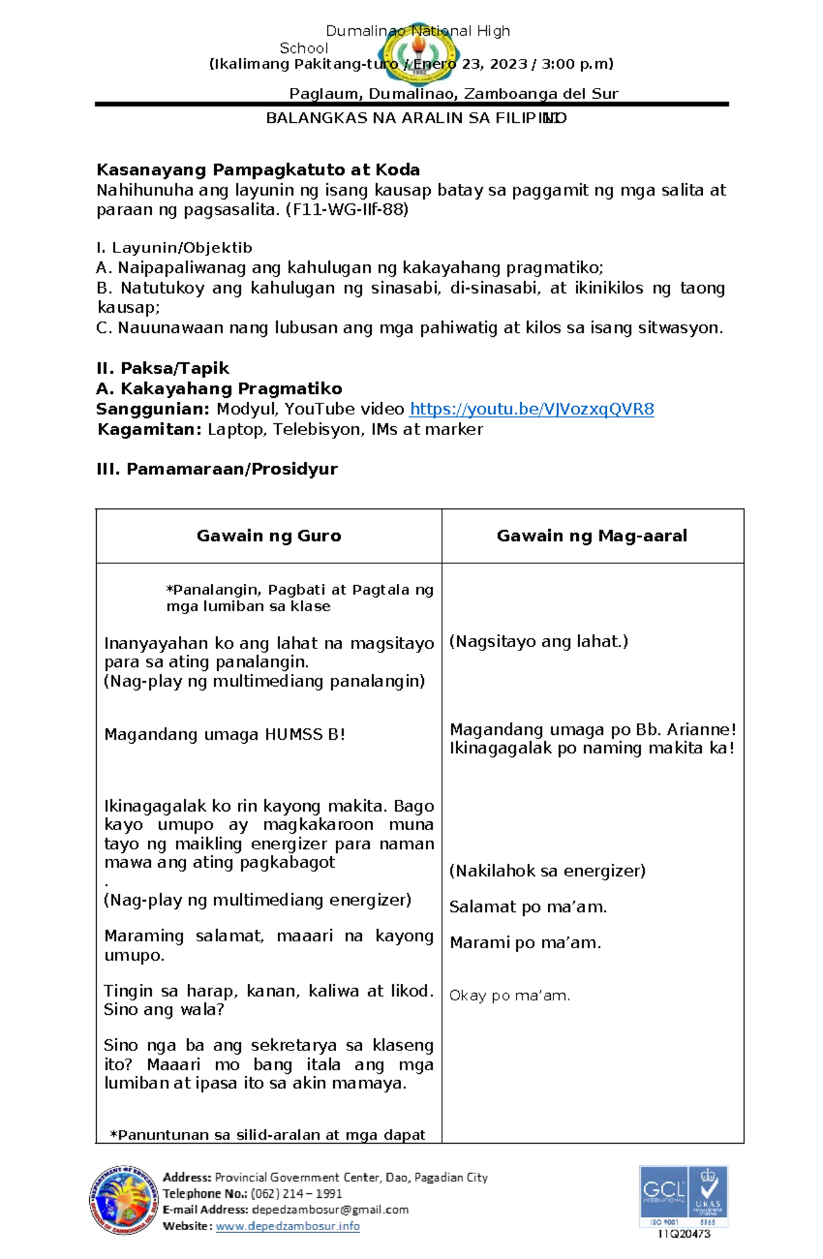 Teaching DEMONSTRATION - Paglaum, Dumalinao, Zamboanga del Sur ...