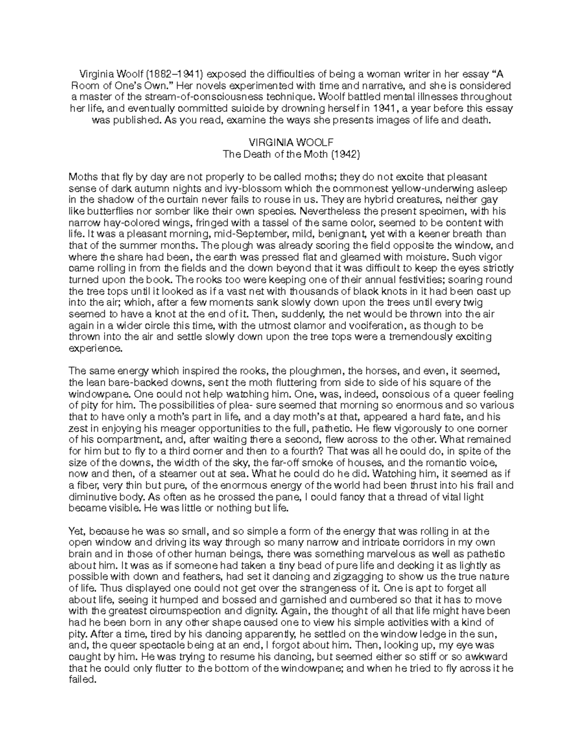 The death of the moth - sasa - Virginia Woolf (1882–1941) exposed the ...