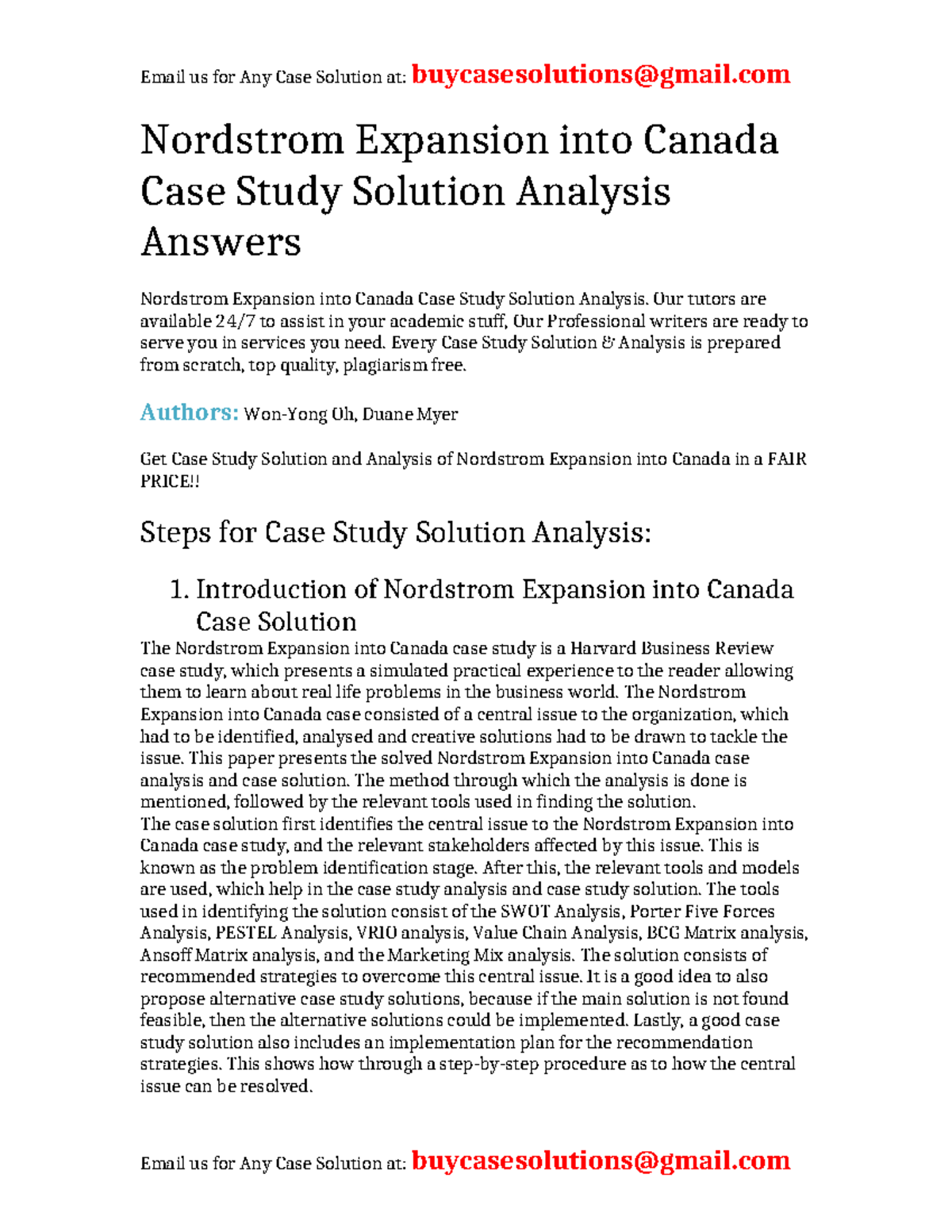 Case Solution Nordstrom Expansion into Canada - Nordstrom Expansion ...