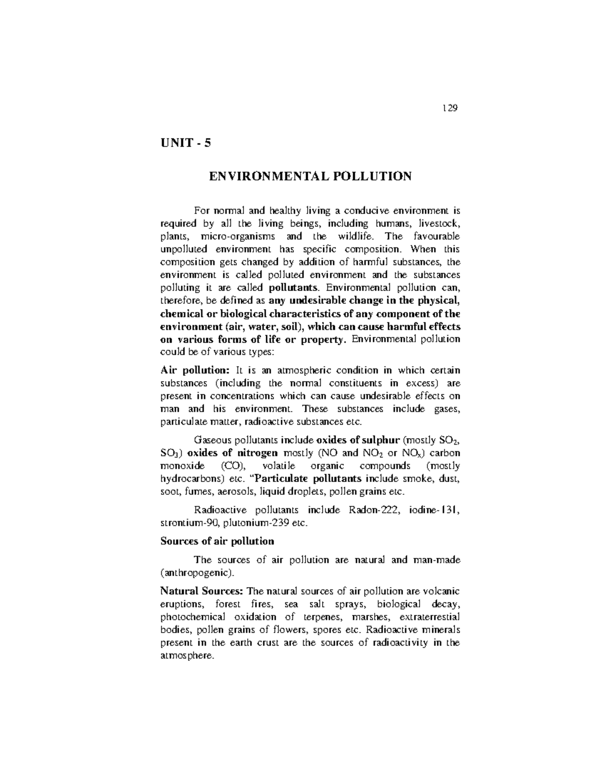 Envs-4 - College notes - UNIT - 5 ENVIRONMENTAL POLLUTION For normal ...