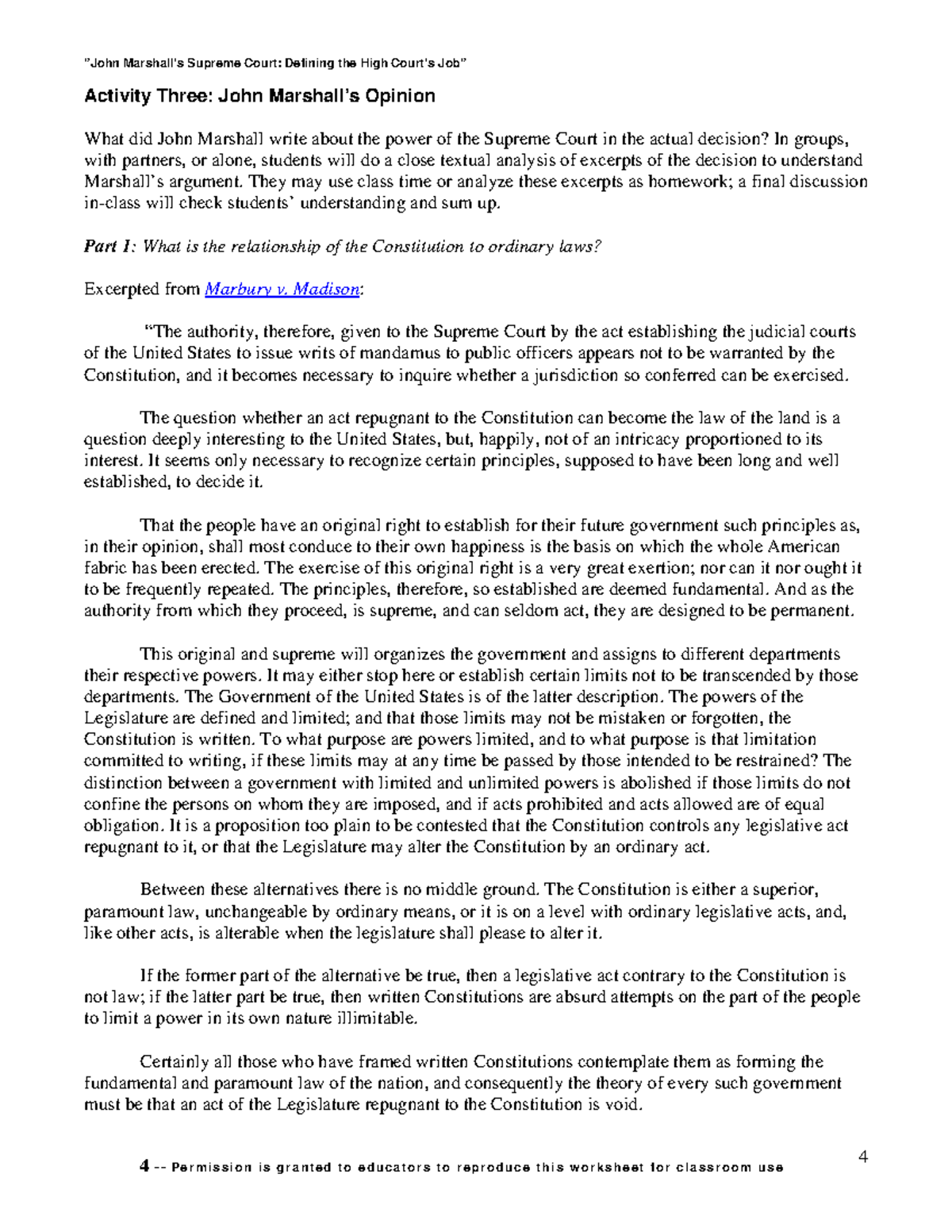 Samuel Gonzalez Activity 3 - Activity Three: John Marshall’s Opinion ...