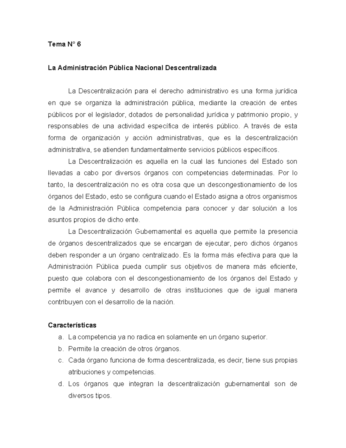 Adm Pública Nacional o Descentralizada - Tema N° 6 La Administración Pública Nacional - Studocu