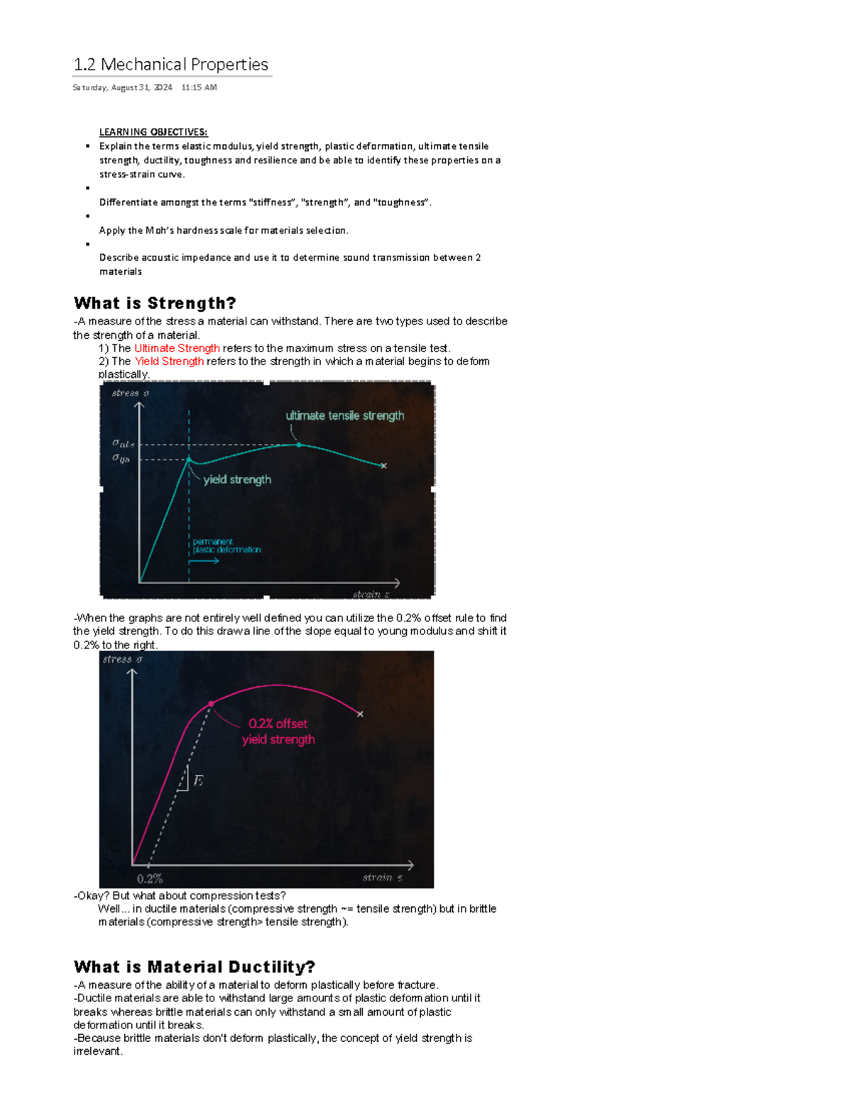 1.2 notes mse - 1 Mechanical Properties Saturday, August 31, 2024 11:15 ...