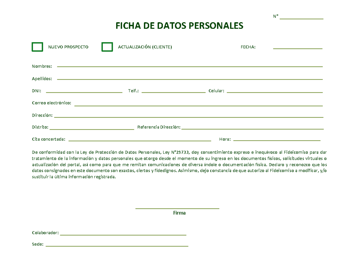 1 Ficha de Datos Personales - N° FICHA DE DATOS PERSONALES NUEVO ...