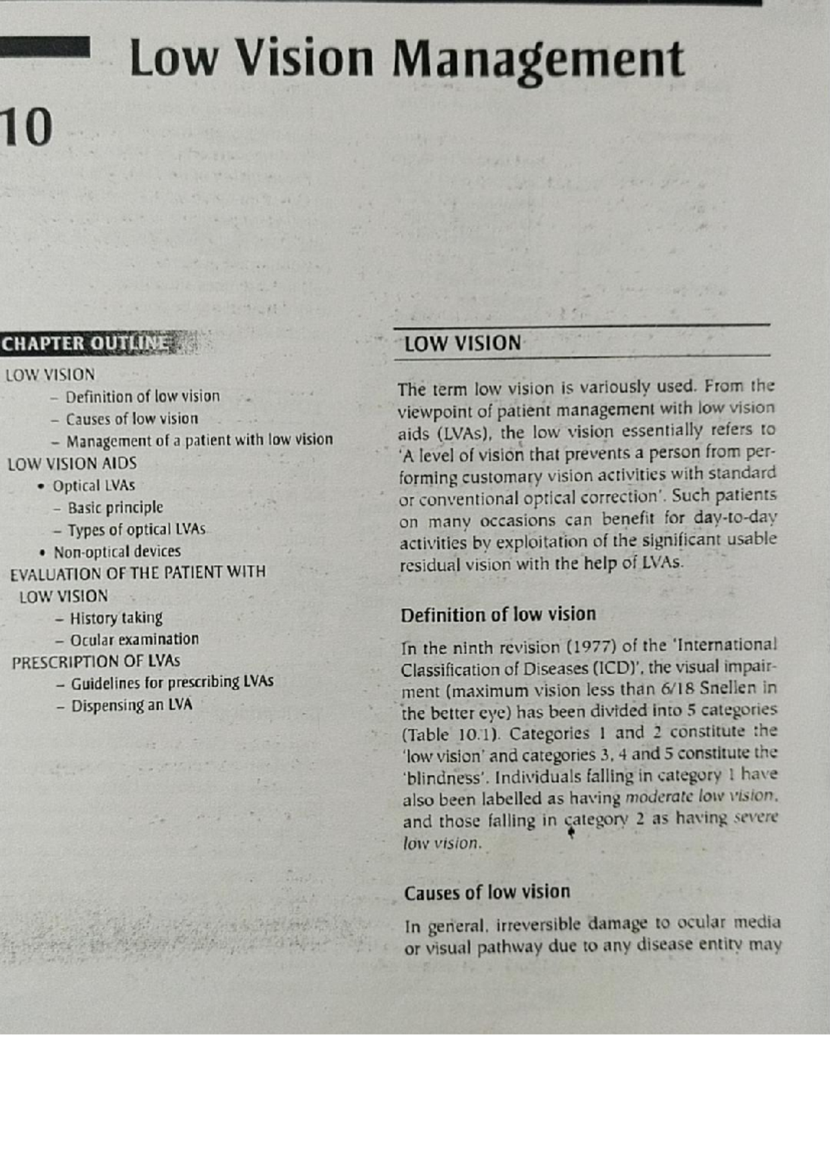 Lv - Low vision management - Bachelor of Optometry - Studocu