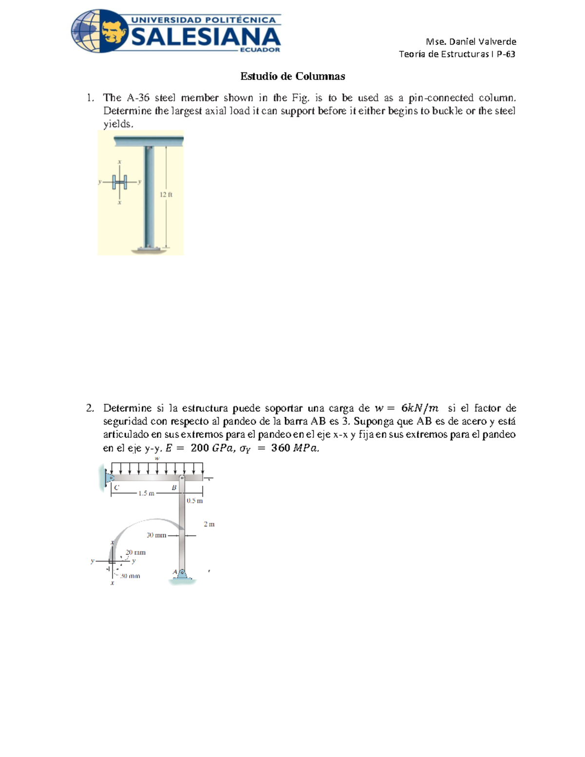 Unit 2 - Examples - Estudio de Columnas - Teoría de Estructuras I P- 63 ...