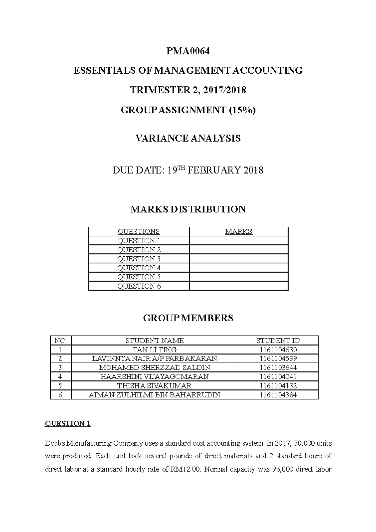 193878 PMA0064 Assignment - PMA ESSENTIALS OF MANAGEMENT ACCOUNTING ...