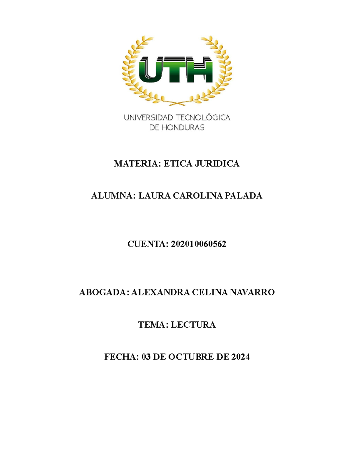 Etica Carol Tarea DEL 30 - Etica Juridica - MATERIA: ETICA JURIDICA ...