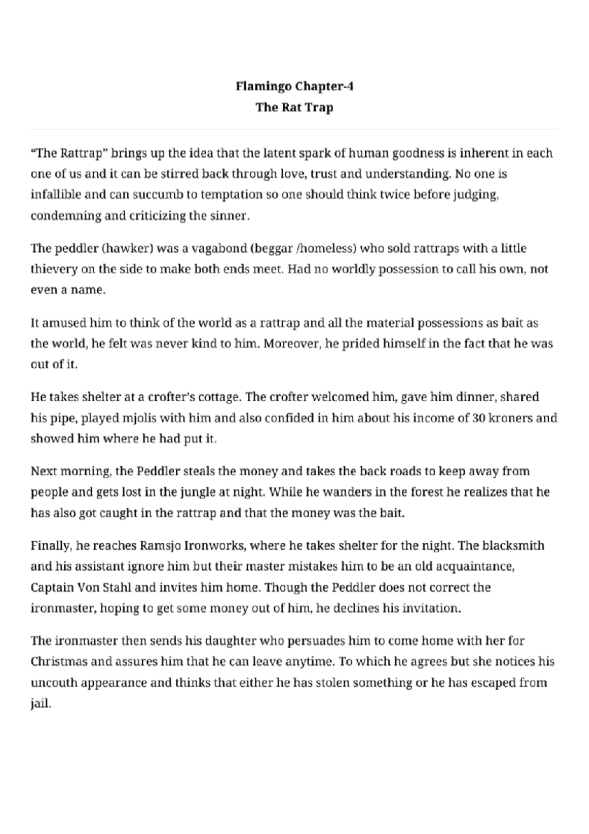 The rat trap class 12 - English Language Teaching - Studocu