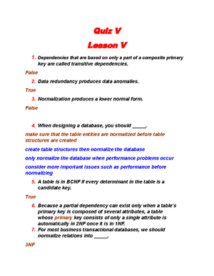 Quiz Lesson I - It helps to prepare for your exam - Quiz Lesson I Data ...