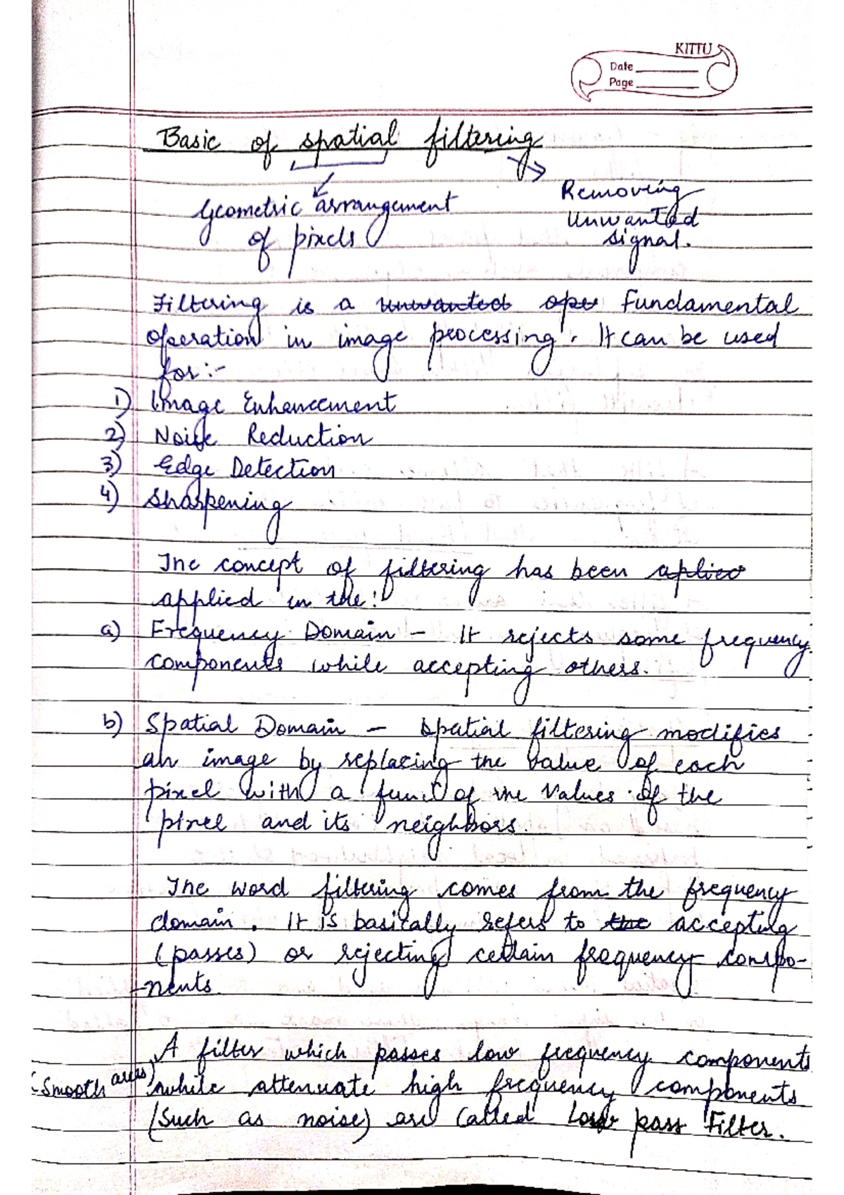 IP Unit 2 part 2 - Image Processing (KCS 062) Unit 2 Part 2 - KITTU Date Page Basic of spatial ...