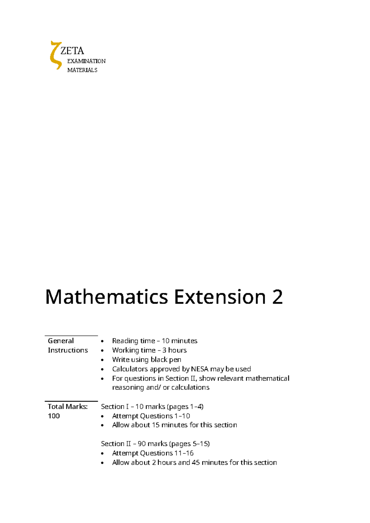 4U ZETA 2024 - Zeta company 4u trial paper 2024 - Z ZETA EXAMINATION ...