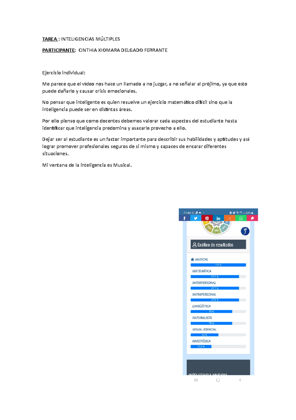 Inteligencia multiple CXDF - TAREA : INTELIGENCIAS MÚLTIPLES ...
