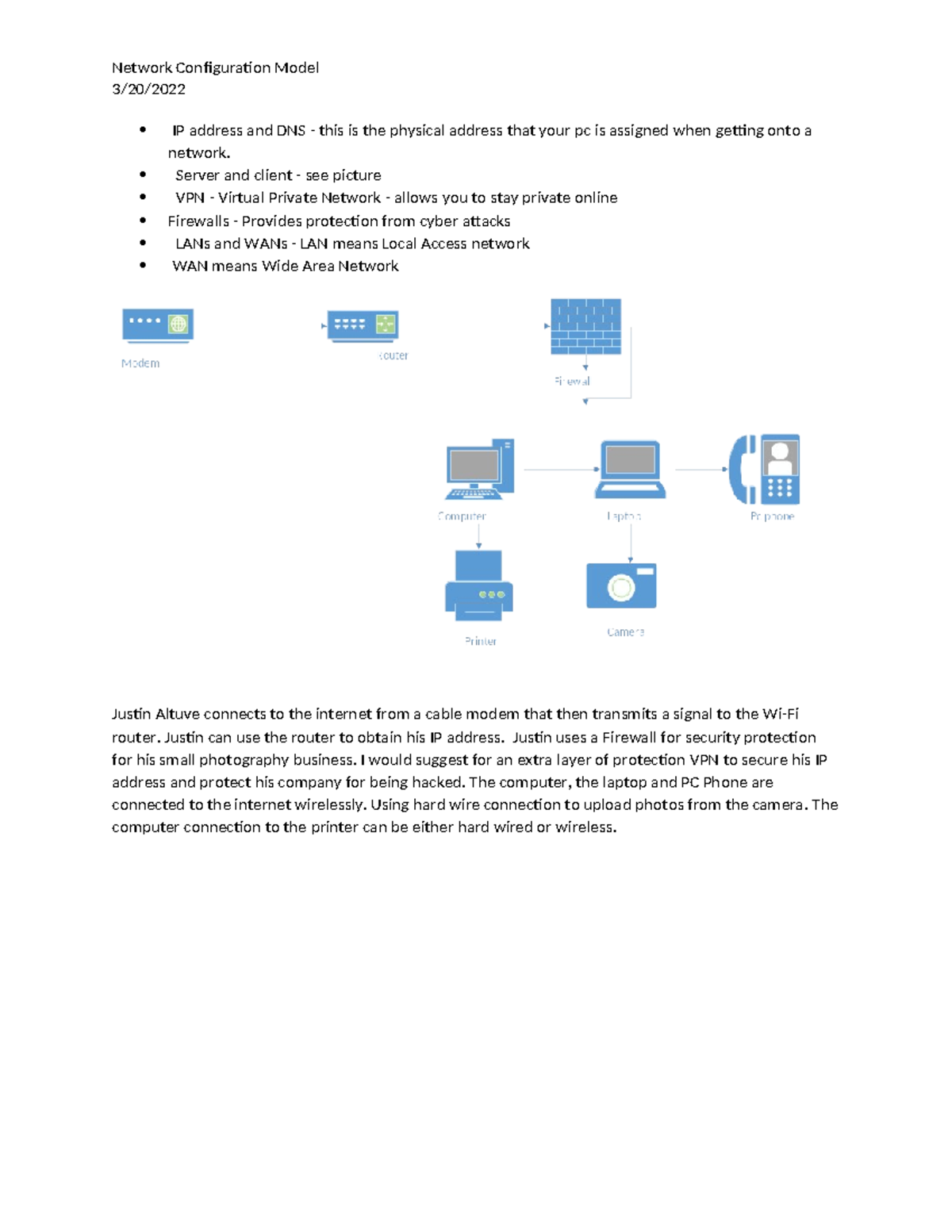 Tech week 3 assignment - Network Configuration Model 3/20/ IP address and DNS - this is the ...