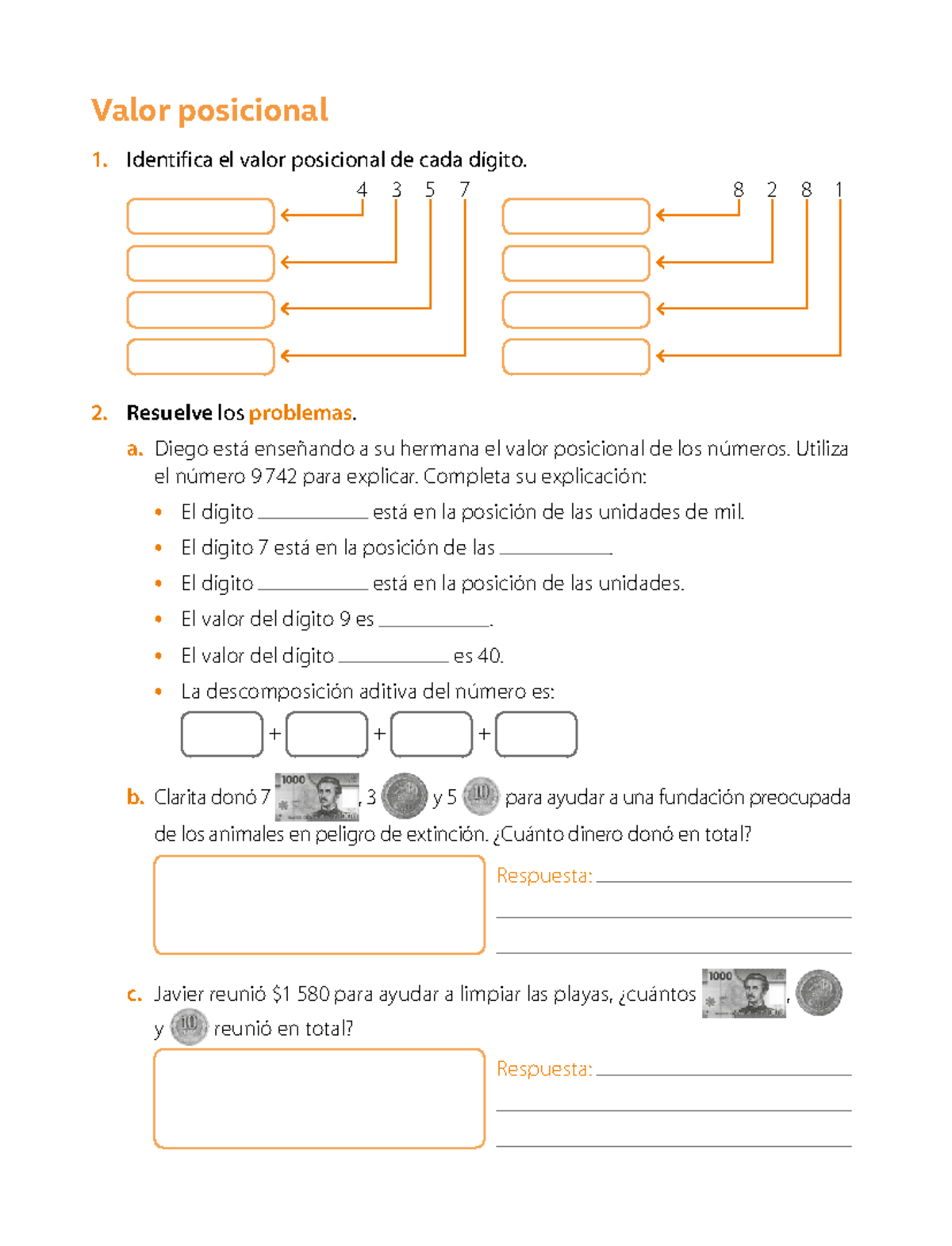 GUIA Valor Posicional 4° Basico - Valor posicional 1. Identifica el ...
