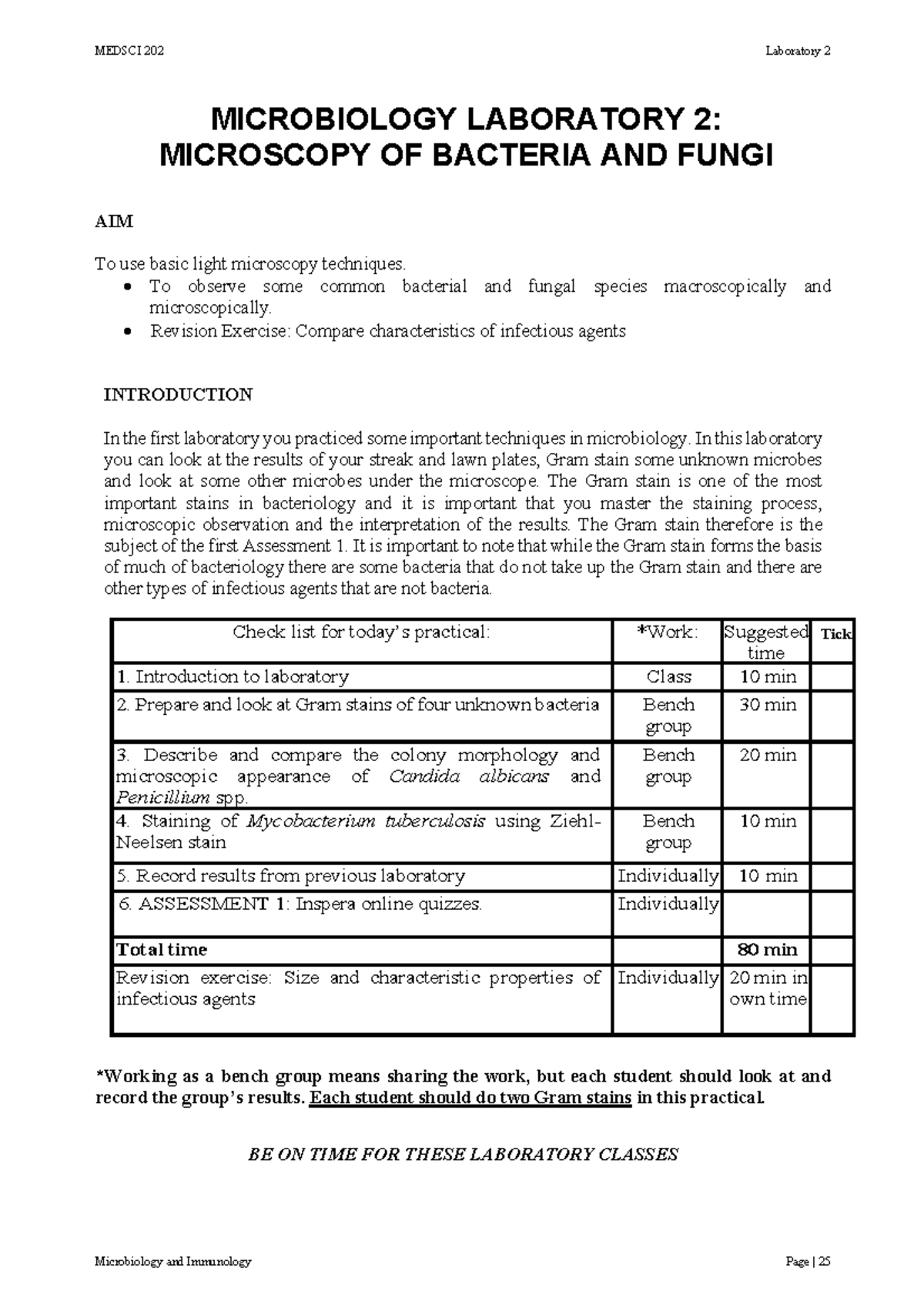 Medsci 202 - Lab 2 - Lab 2 worksheet + notes - MICROBIOLOGY LABORATORY ...