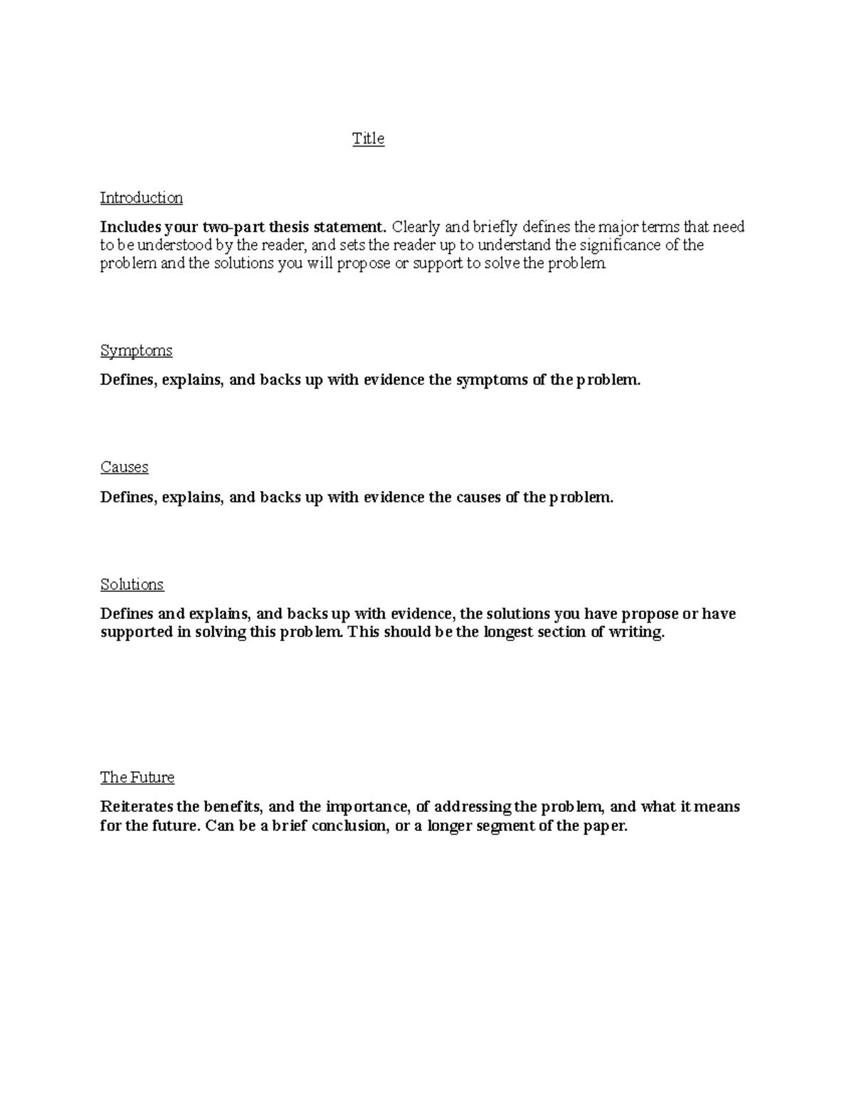 Sample Problem-Solution Outline with key elemnts (1) - Title ...