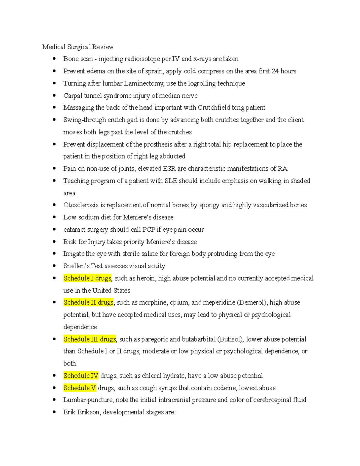 Medical Surgical Review - Schedule IV drugs, such as chloral hydrate ...