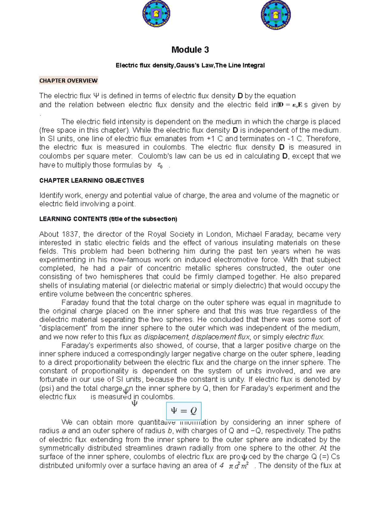 Electomagnetics Module-3 - Electrical Engineering - PangSU - Studocu