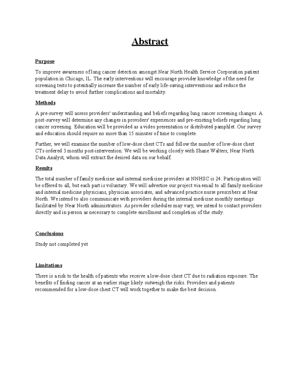 Abstract - health policy assignment intervention - Abstract Purpose To ...