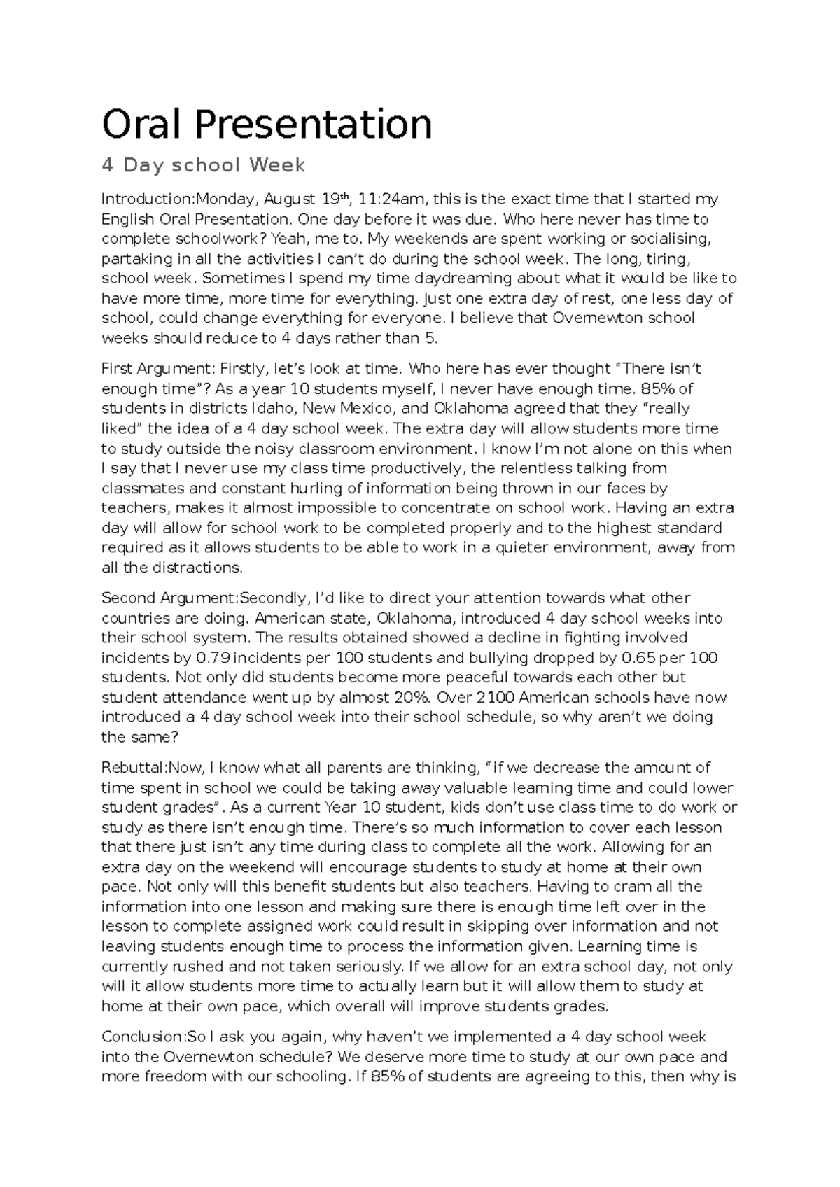 English Oral Presentation - One day before it was due. Who here never ...