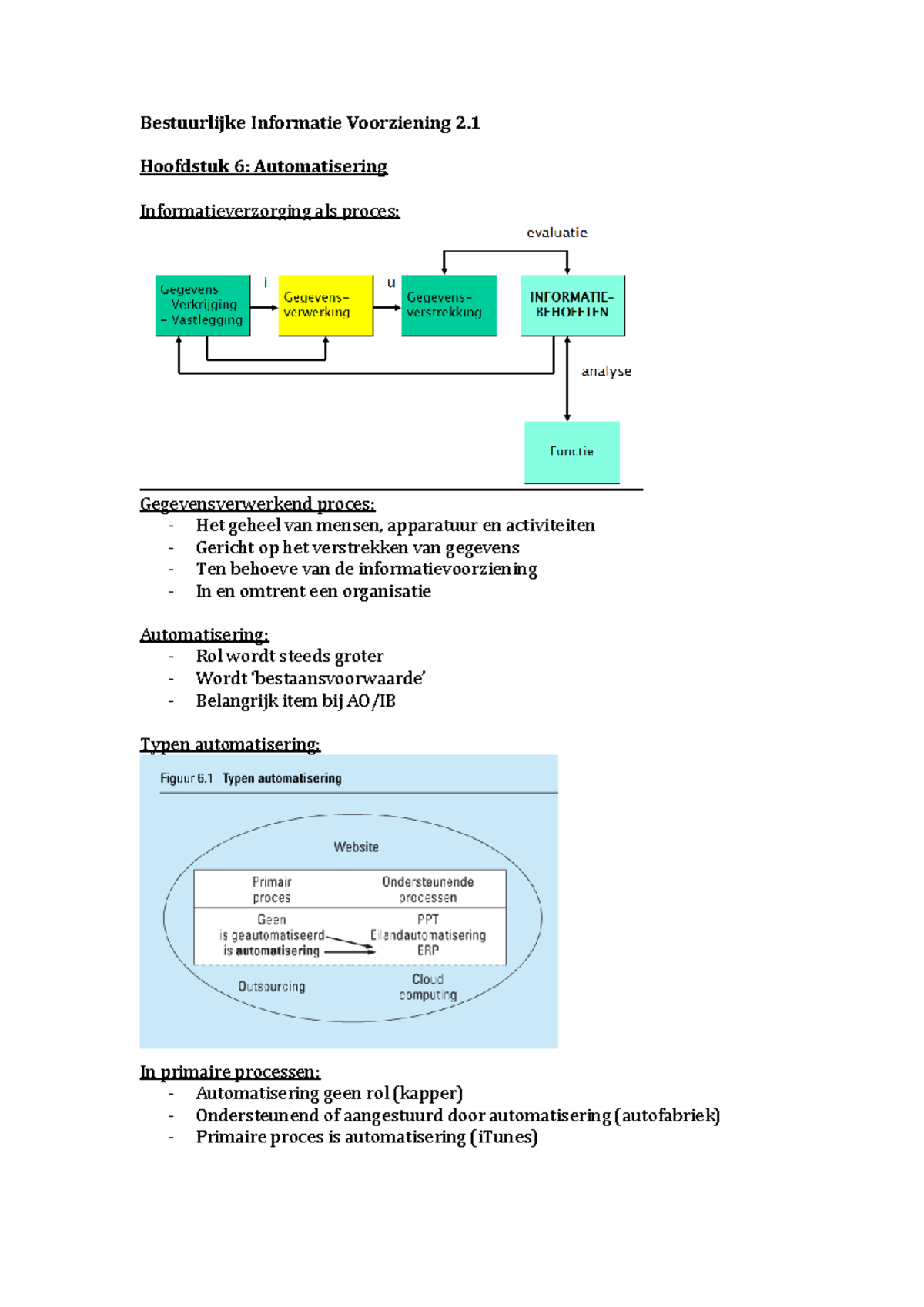 Aantekeningen Bestuurlijke informatievoorziening 2.1, college 1-7 ...