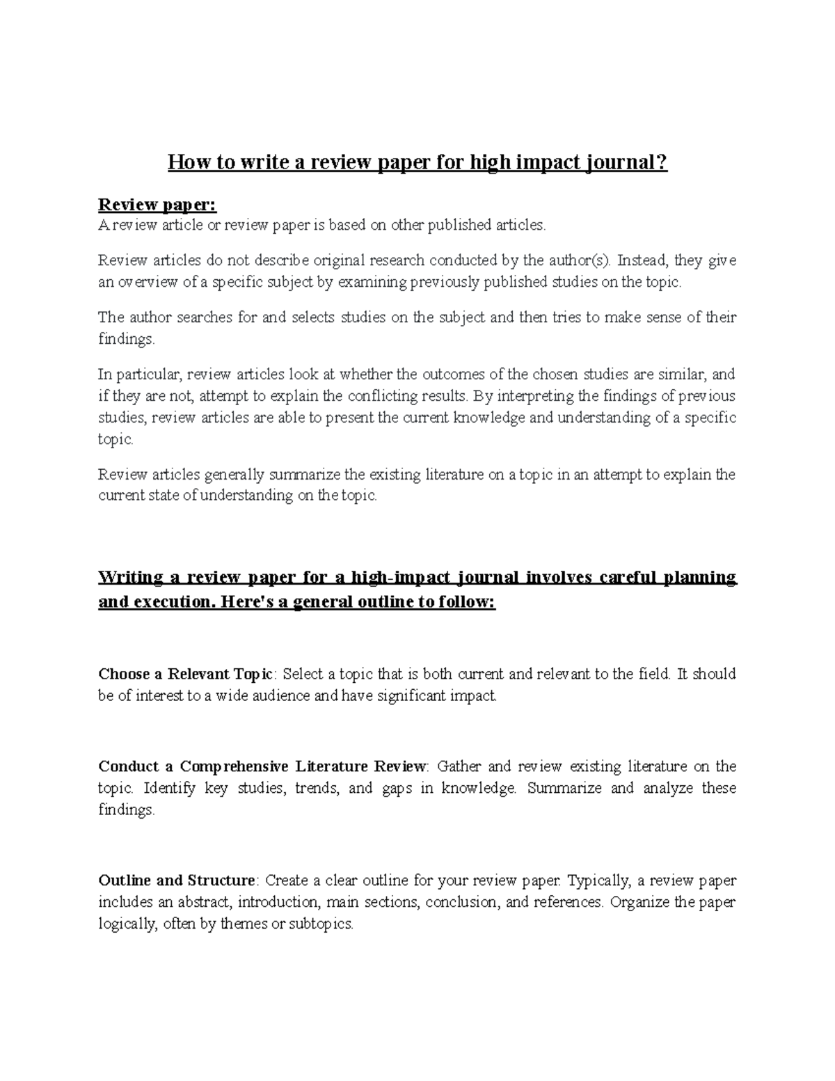 PGS-502 how to write a review - How to write a review paper for high ...