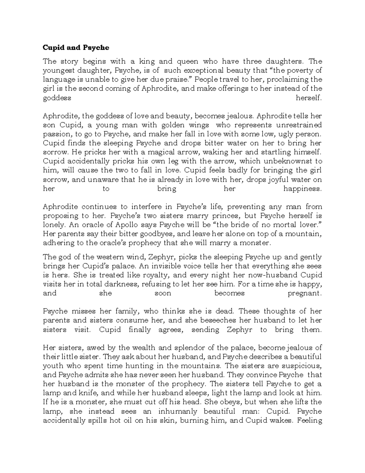 Cupid and Psyche-The story of medusa - Cupid and Psyche The story ...