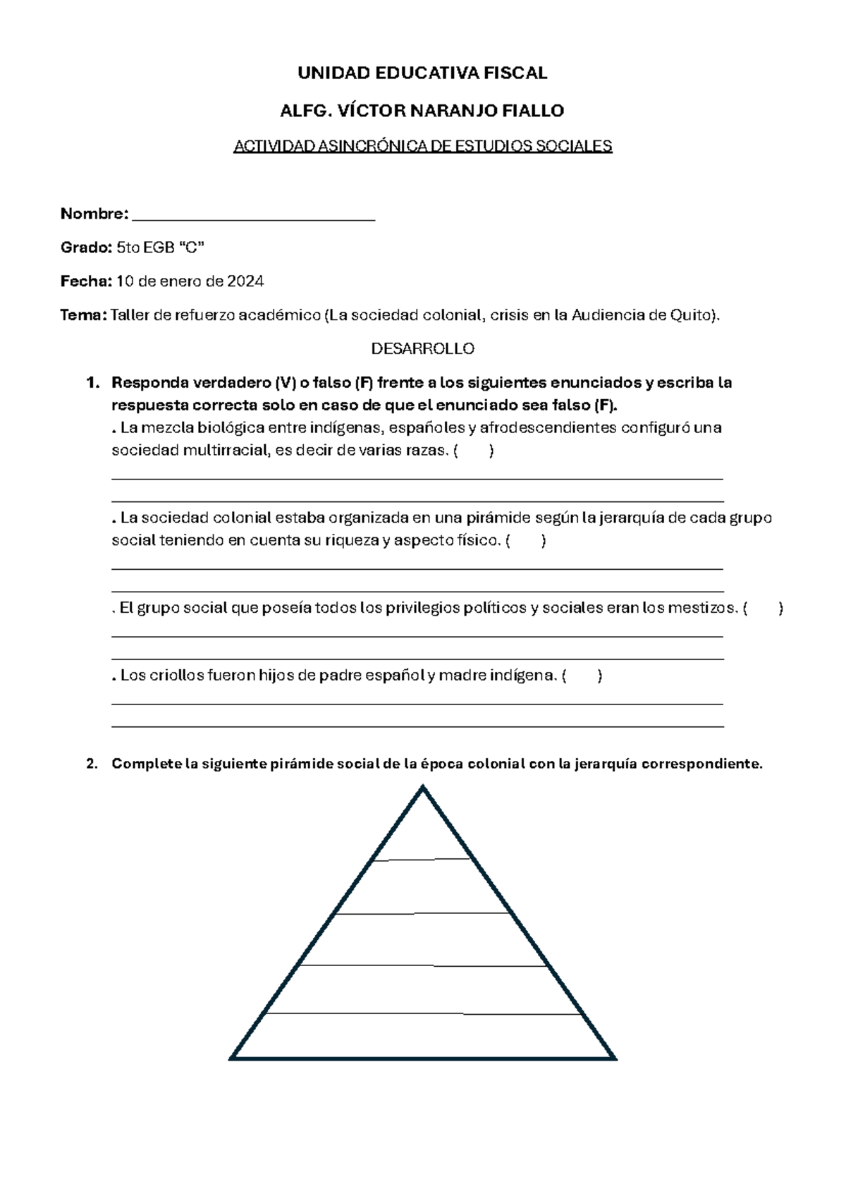 Actividad de refuerzo EESS - UNIDAD EDUCATIVA FISCAL ALFG. VÍCTOR NARANJO FIALLO ACTIVIDAD - Studocu