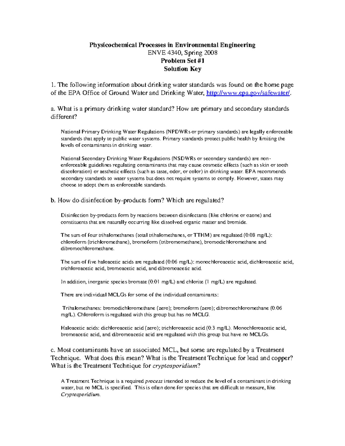 Physicochemical Processes in Environmental Engineering ENVE 4340 Spring ...