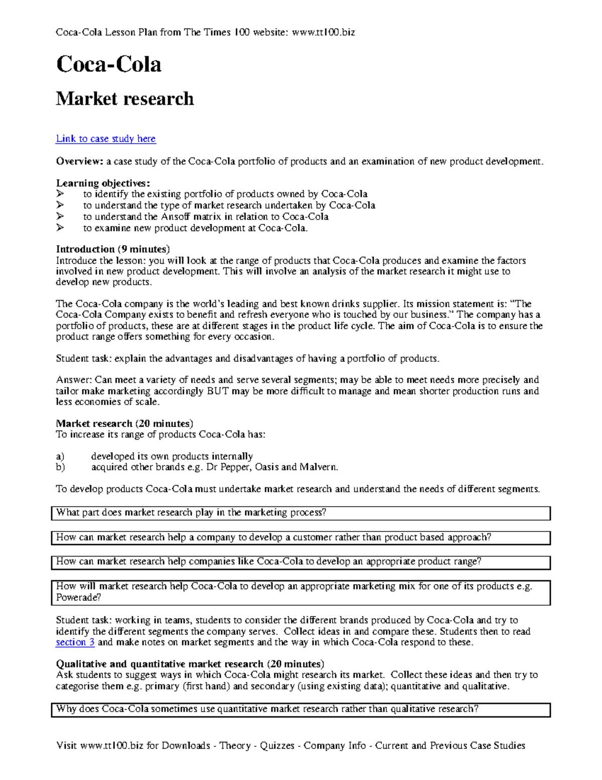 Coca cola great britain edition 9 lesson suggestions - Coca-Col a ...
