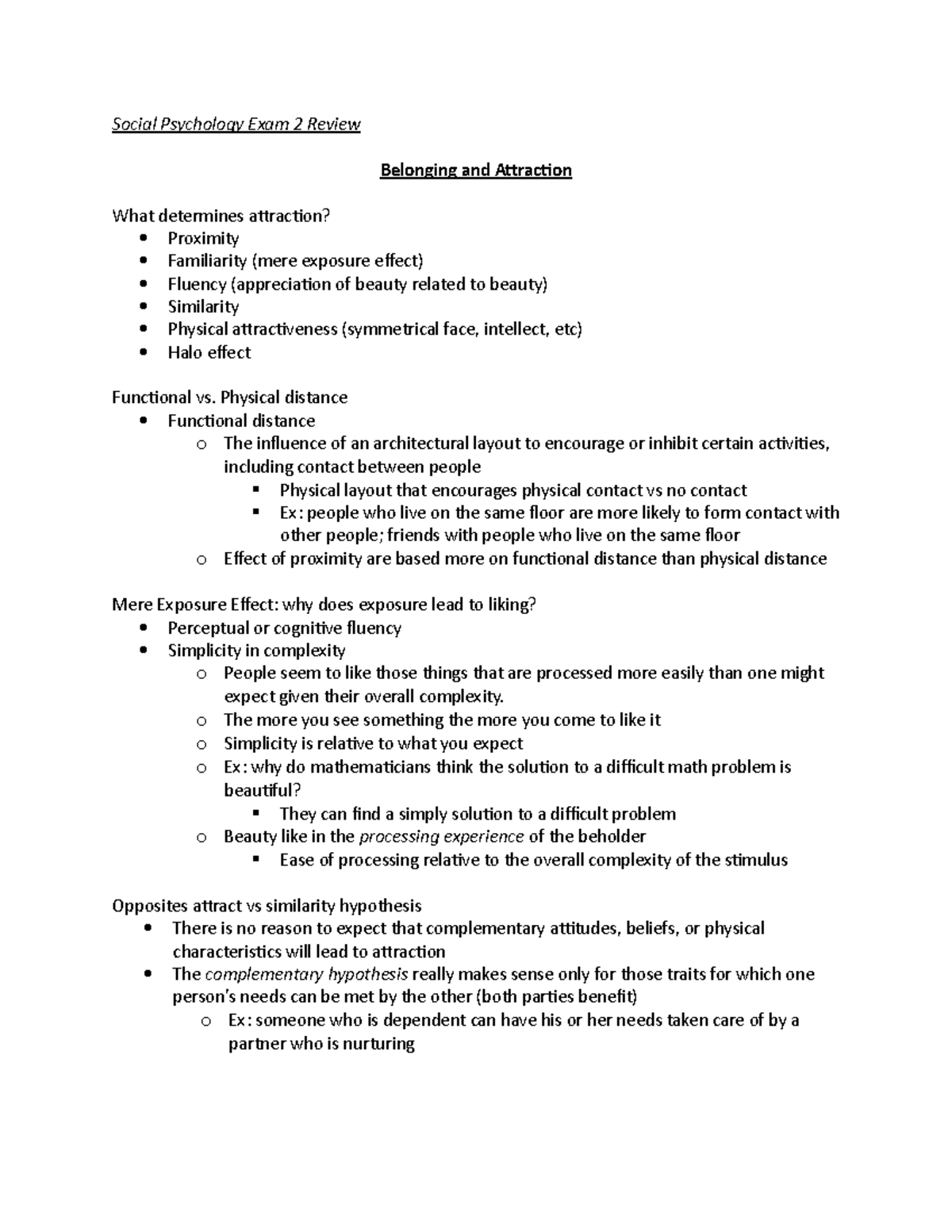 Social Psychology Exam 2 Review Final - Social Psychology Exam 2 Review ...