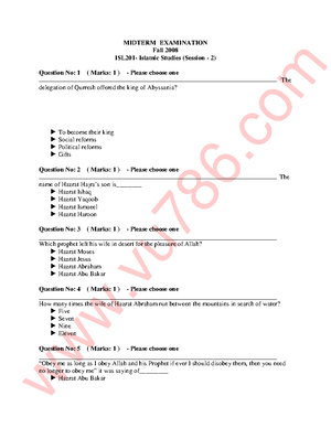ISL201-All Past Solved Papers in one file - ISL201 All Past Solved ...