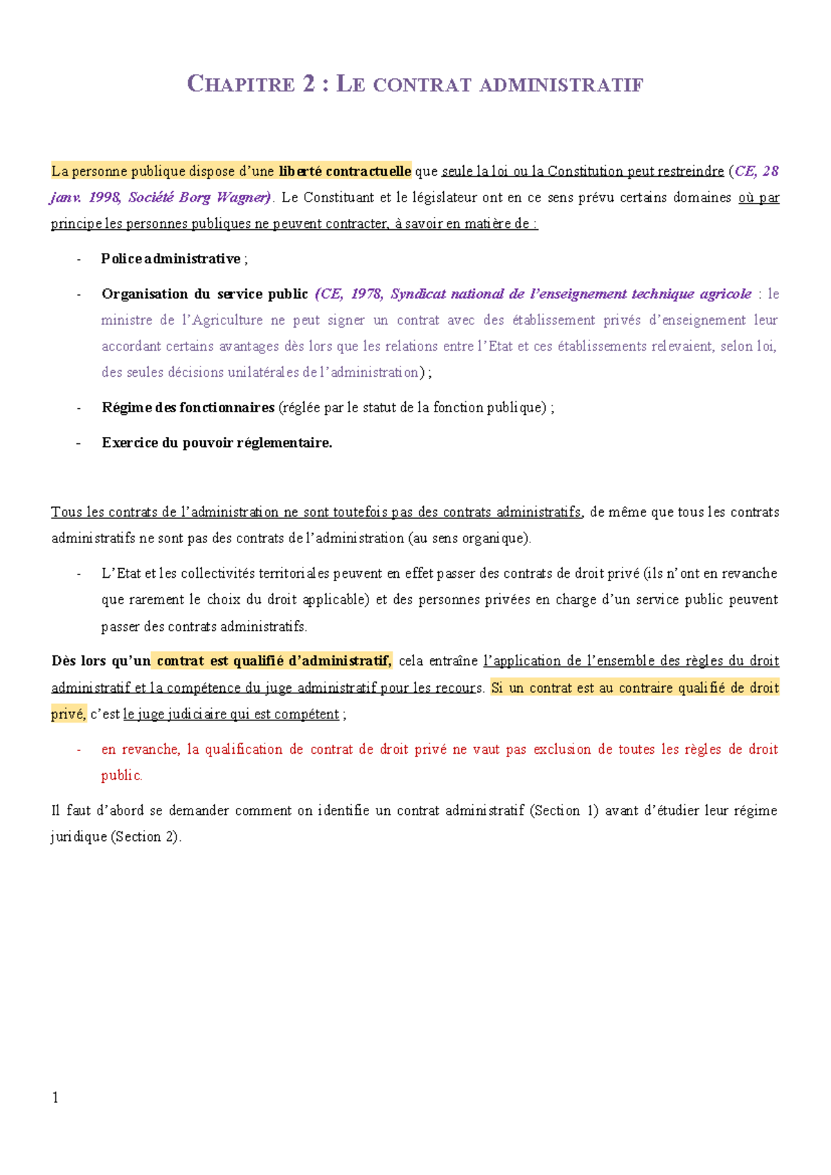 L6 - Contrat admin - CHAPITRE 2 : LE CONTRAT ADMINISTRATIF La personne ...