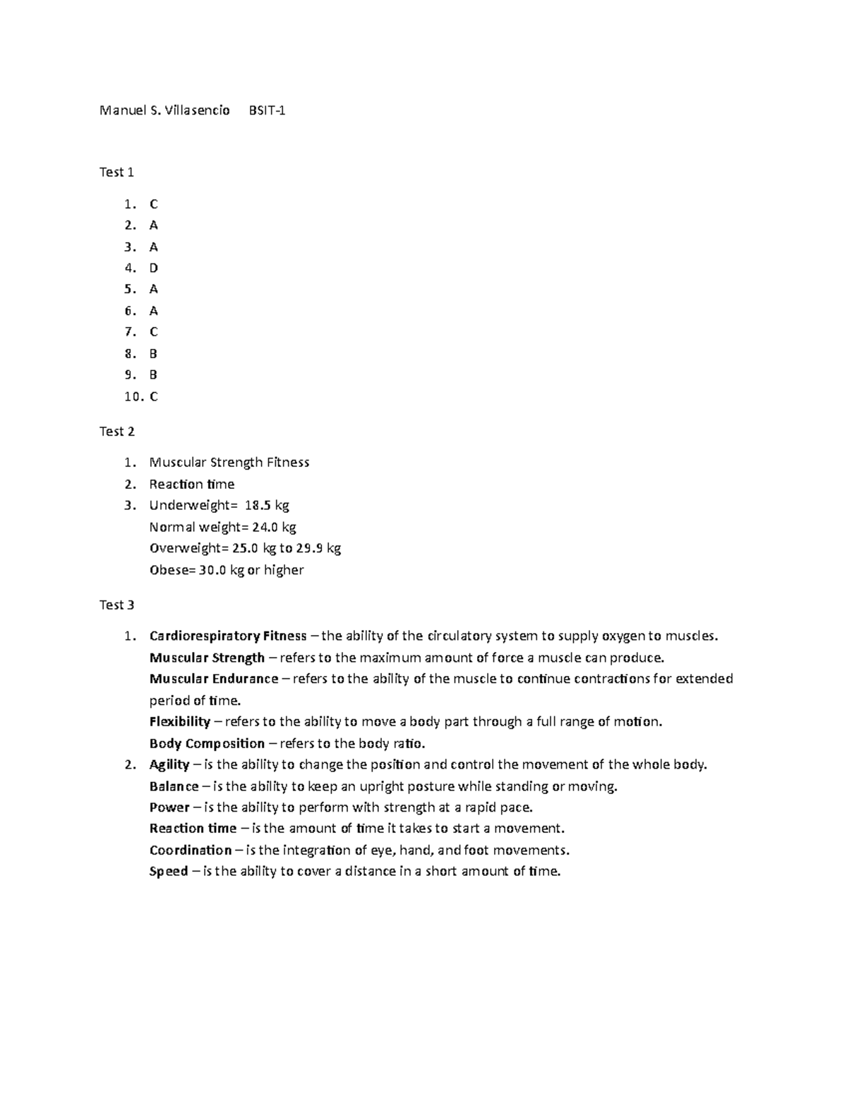 Manuel S. Villasencio PE Exam - Manuel S. Villasencio BSIT- Test 1 C A ...