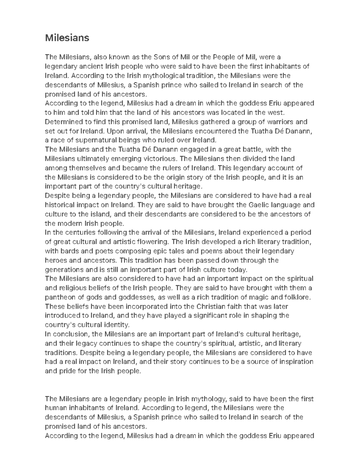 Milesians - notes - Milesians The Milesians, also known as the Sons of ...