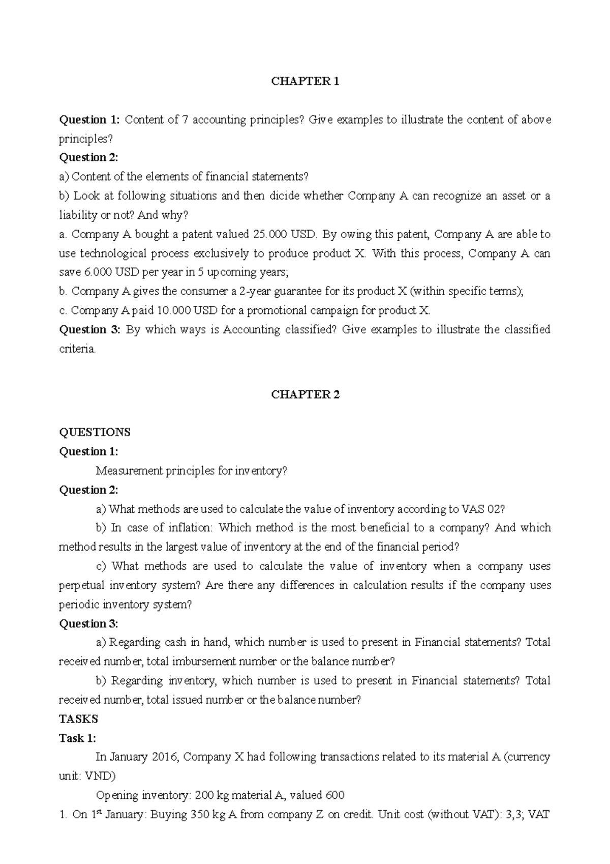 BAi tap - edited - tcdn - CHAPTER 1 Question 1: Content of 7 accounting ...