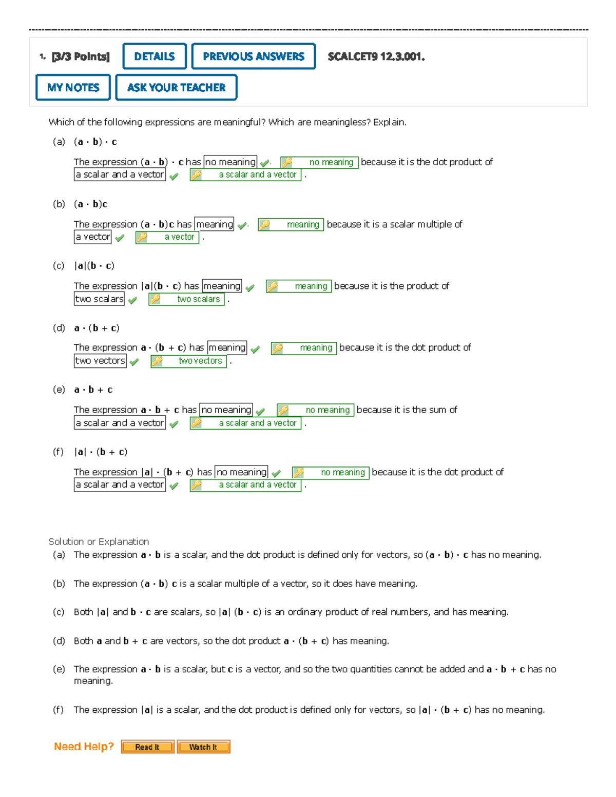 Homework 12.3 The Dot Product - MAT 241 - Calculus III, section 22929 ...