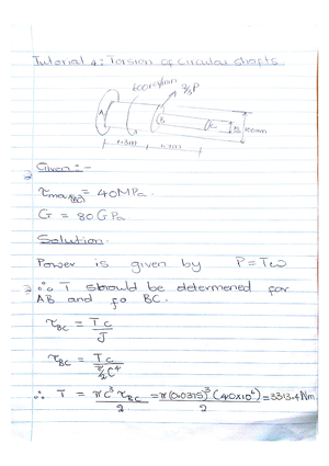 Tutorial 9 - Deflections OF Beams - SLR 2 B2 1 1 STRENGTH OF MATERIALS ...