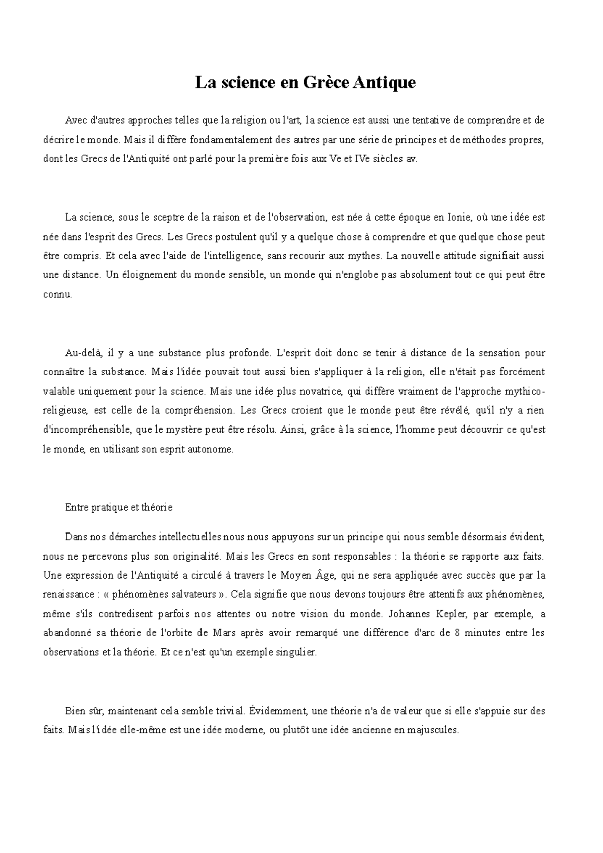 La science en Grèce Antique - La science en Grèce Antique Avec d'autres ...