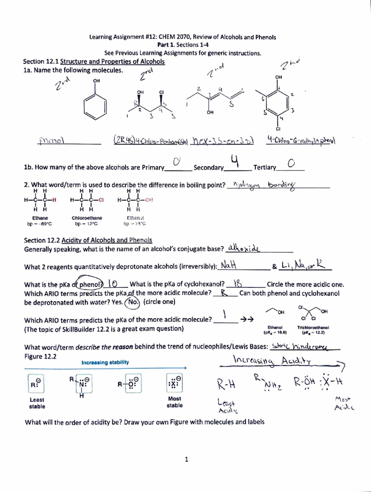 LA#12 - Chemistry worksheet - Studocu