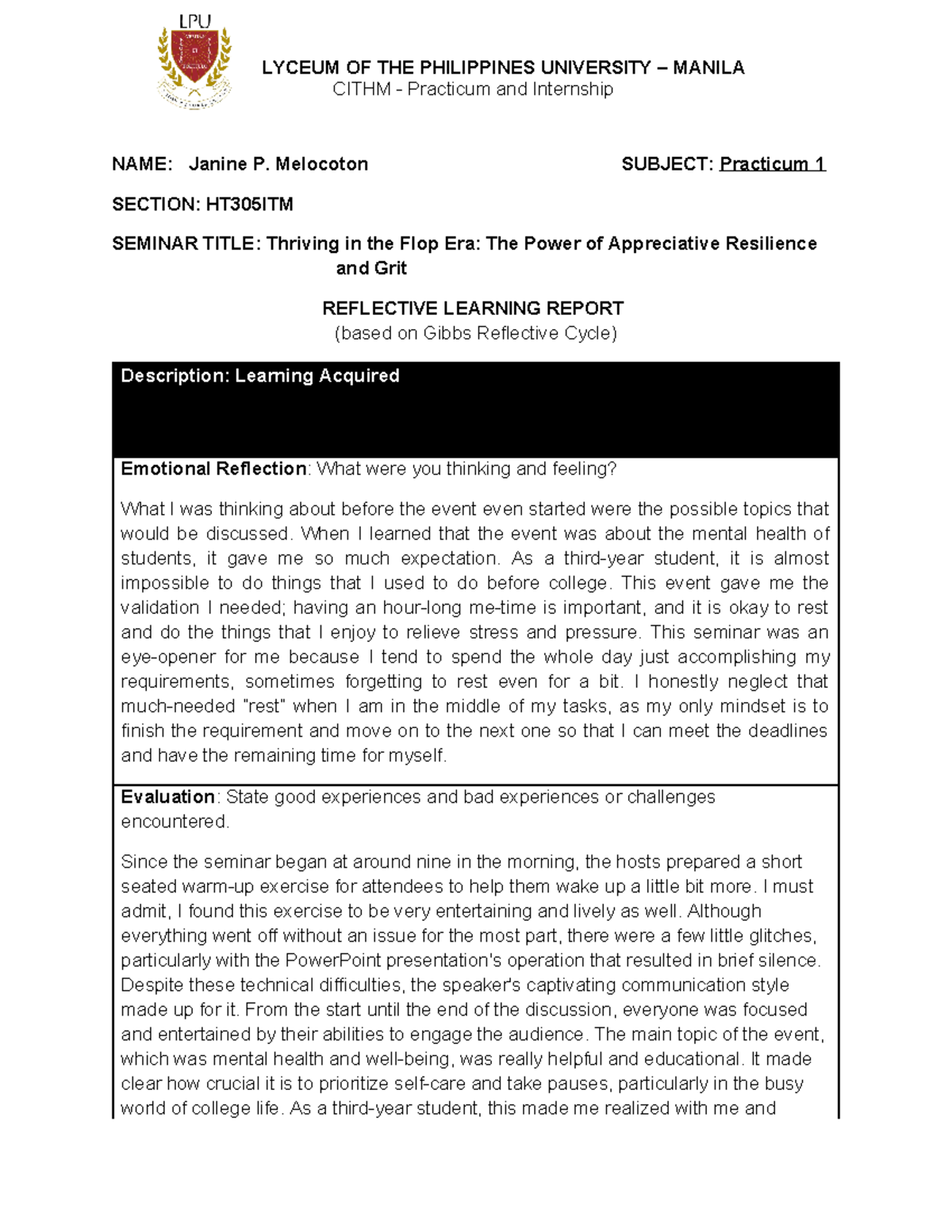 Reflection Paper 3 - LYCEUM OF THE PHILIPPINES UNIVERSITY – MANILA ...